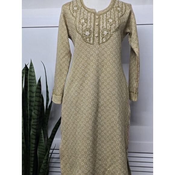 Jainish | Kurtas | Designer Pakistani Indian Kurta Tunic Xl Brown Gold ...